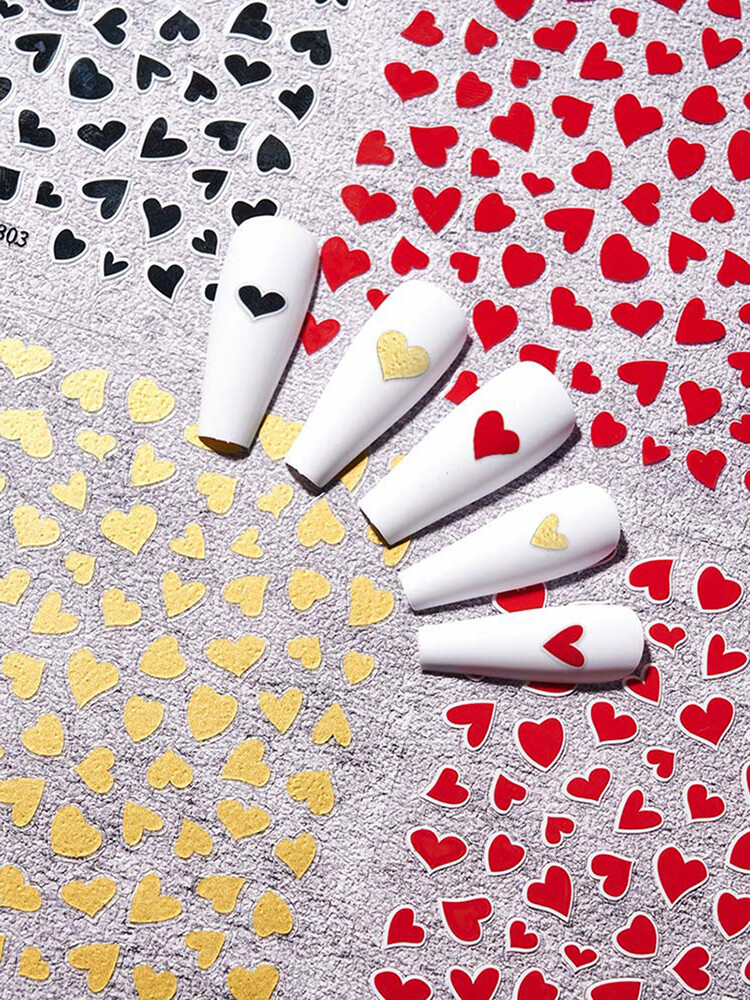 3D Colorful Hollow Love Design Nail Slider Decals Mixed Size Fashion ...
