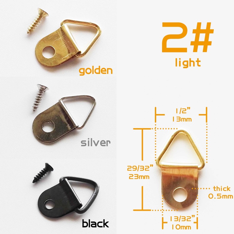 25/100pcsTriangle D-Ring Picture Photo Oil Painting Frame Wall Hook ...