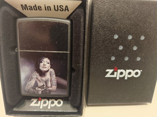 New Zippo Pin-Up FULL of TATTOOS LADY BLACK MATTE Lighter Sealed 2013 ...