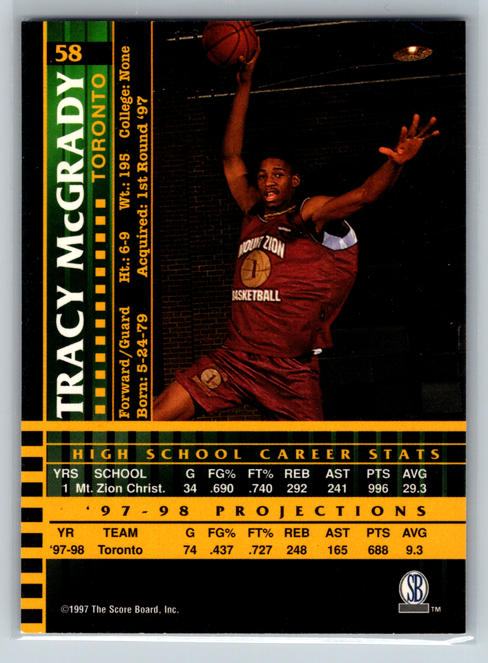 1998 Score Board #58 Tracy McGrady RC | eBay