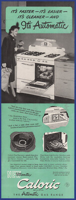 Vintage 1948 CALORIC Automatic Gas Ranges Stove Kitchen Appliance 40's ...