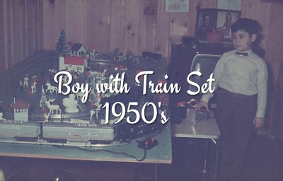35mm slide - Boy with Train Set - 1950's | eBay