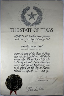 John Connally - Document Signed - Shot by Oswald during Kennedy ...