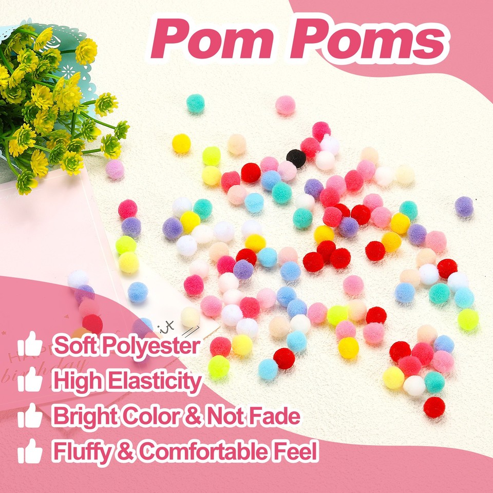 500Pcs Pom Poms Balls Fuzzy Craft Pompoms for DIY Crafts, 0.4 Inch Teal ...