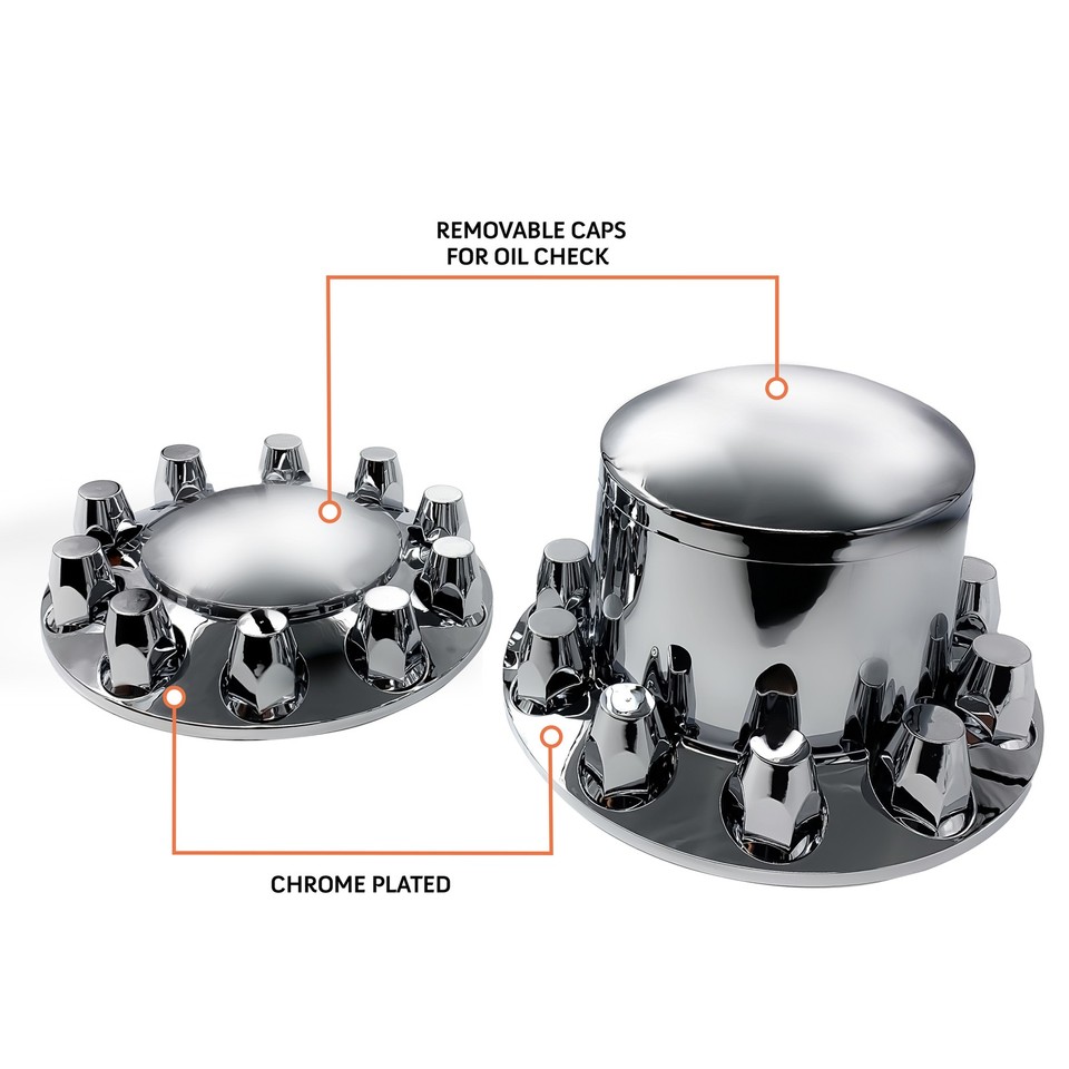 Chrome Semi Truck Hub Cover Wheel Axle Covers Center Caps w/ 33mm Lug ...