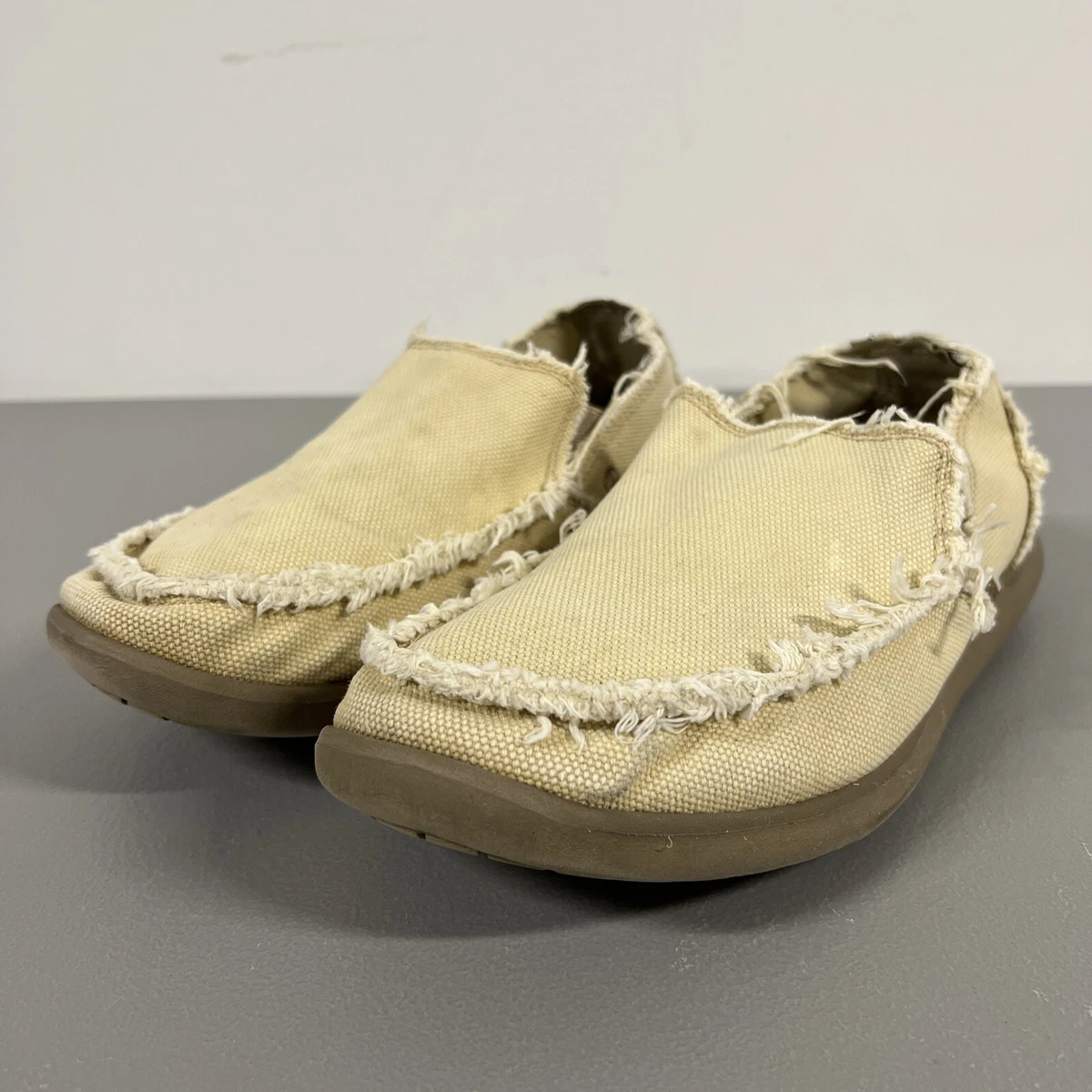 Crocs 10128 Santa Cruz Tan Canvas Slip On Loafers Shoes Mens Size 15 ...