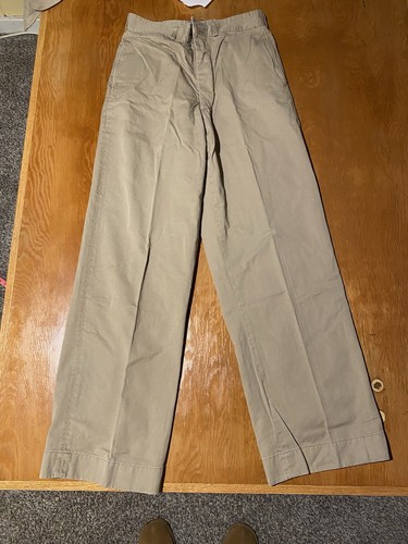 Vintage 40s WW2 Khaki Chino Pants Mens 30x32 Military Button Fly WWII ...