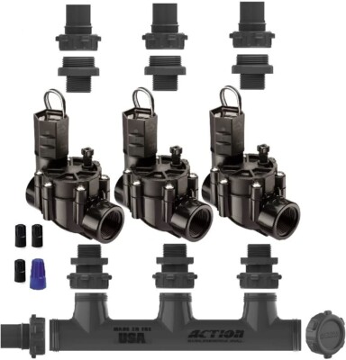 Rain Bird Action Machining 3 Zone Manifold Valve Kit - 100DV No Flow ...