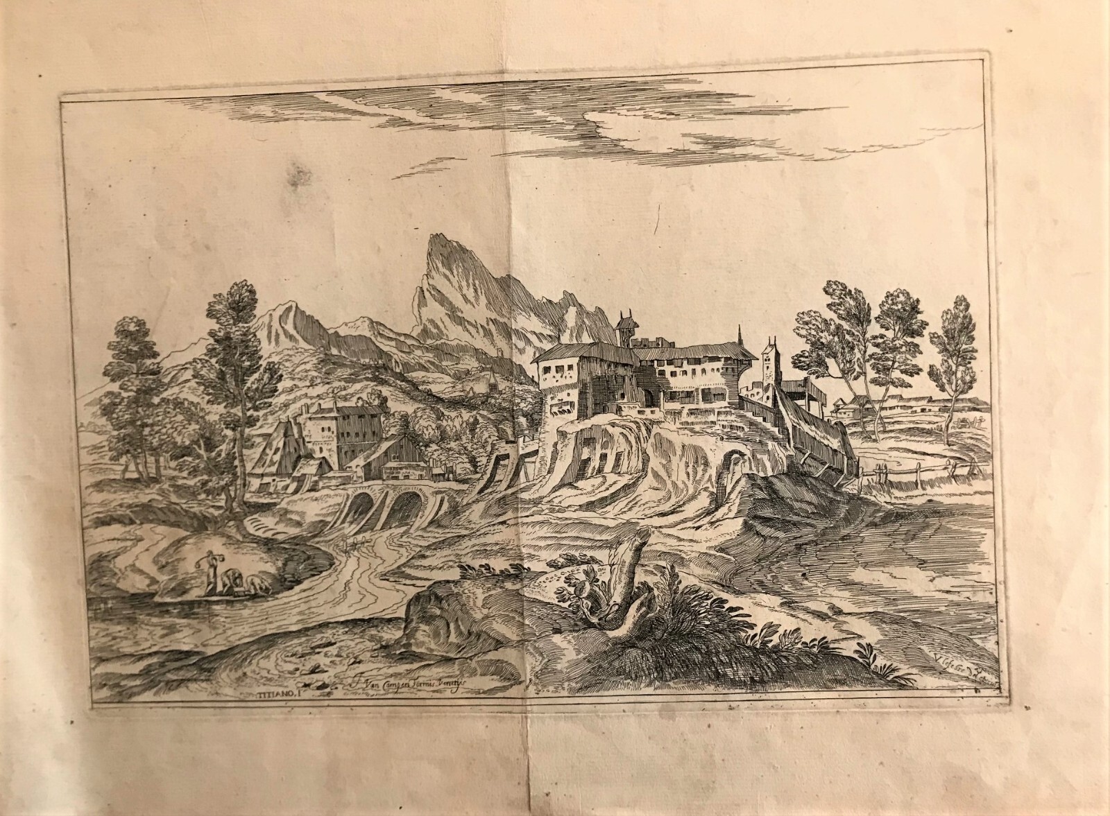 Tiziano,van Kempen,landscape view. Original etching.Venice 1682 | eBay