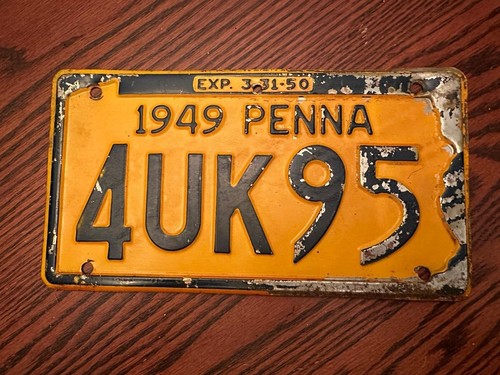 1949 Pennsylvania License Plate 4UK95 Penna Authentic Metal | eBay
