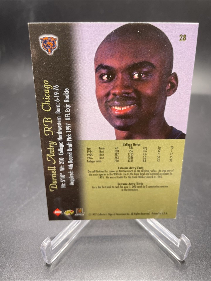 1997 Collectors Edge Extreme #28 Darnell Autry Chicago Bears RC B8411 ...