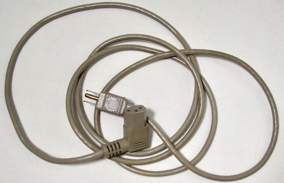 Apple Logo Macintosh Computer OEM Right Angle Down AC Power Cord 7-1/2 ...