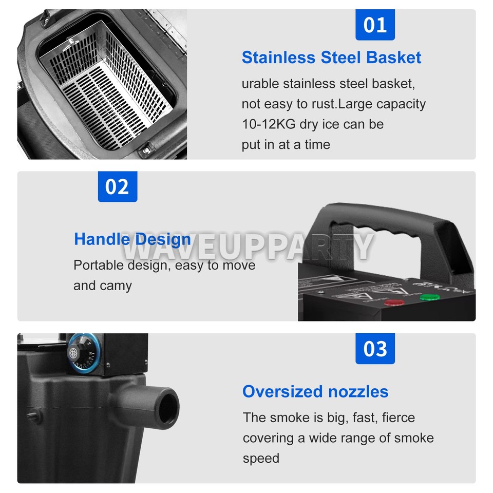 PAIDUN 3500W Low Lying Fogger Dry Ice Machine Ground Fog Stage Effect ...