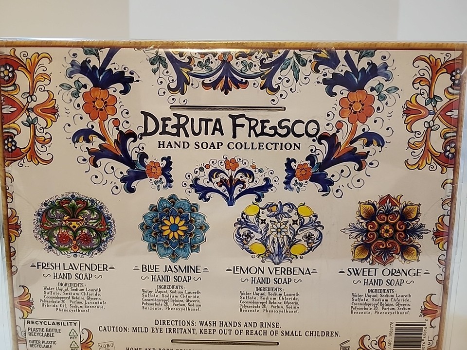 Deruta Fresco Hand Soap Collection 4 Pack 21.5 oz Decorative Bottles w ...