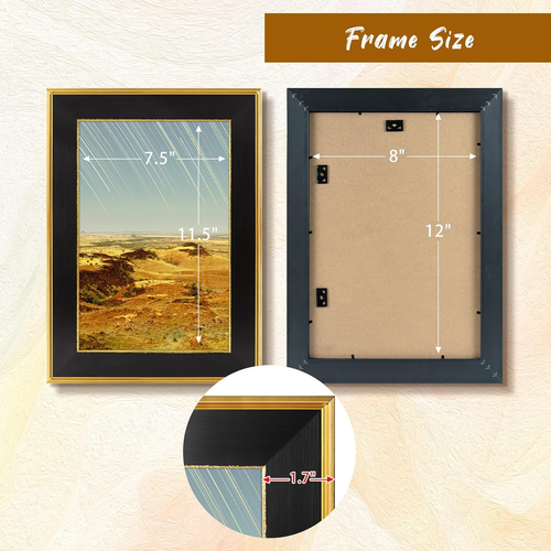 , 8x12 Ornate Picture Frame Without Mat to Display 8x12 Photo Wall ...