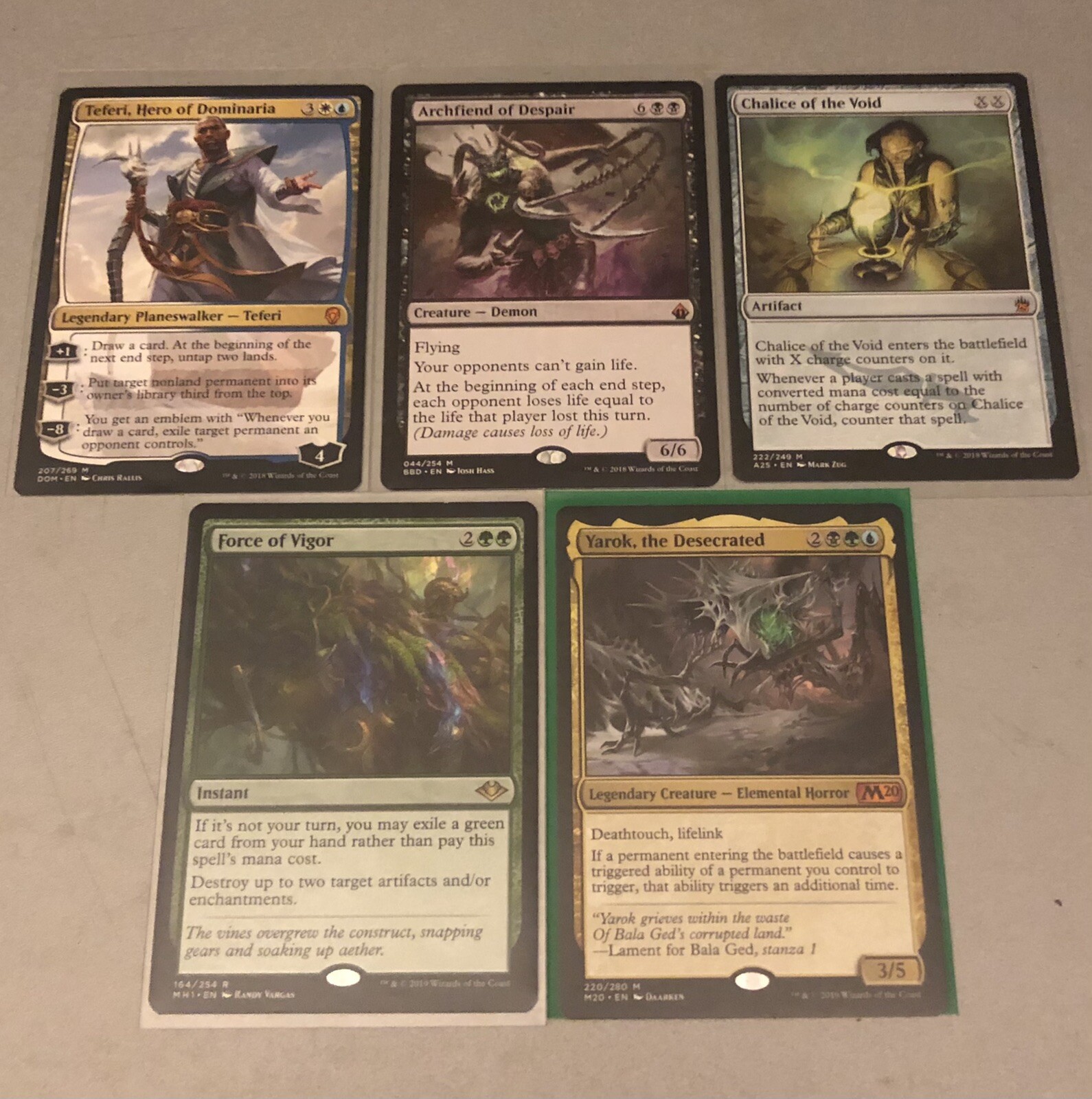 Magic The Gathering Card Lot Of 5 Rare And Mythic Rares Sets Vary New ...