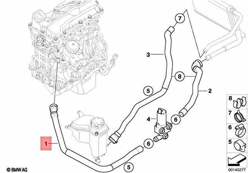 Genuine BMW E81 E82 E84 E87 Additional Water Pump Inlet Hose OEM ...