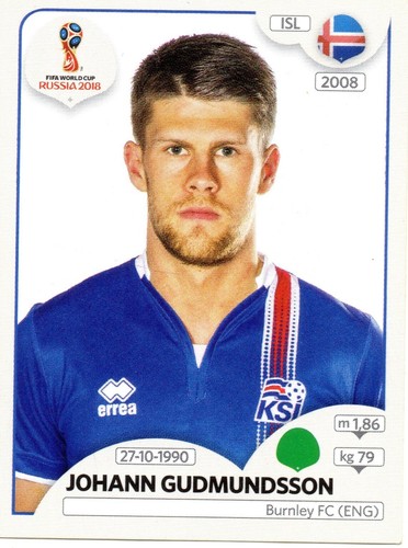 Russia 2018, Johann Gudmundsson (Iceland), Panini Sticker, # 616 ...