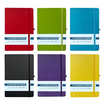 A5 Squared Paper Notebook 120 GSM Paper Hardback Cover Notepad Maths ...