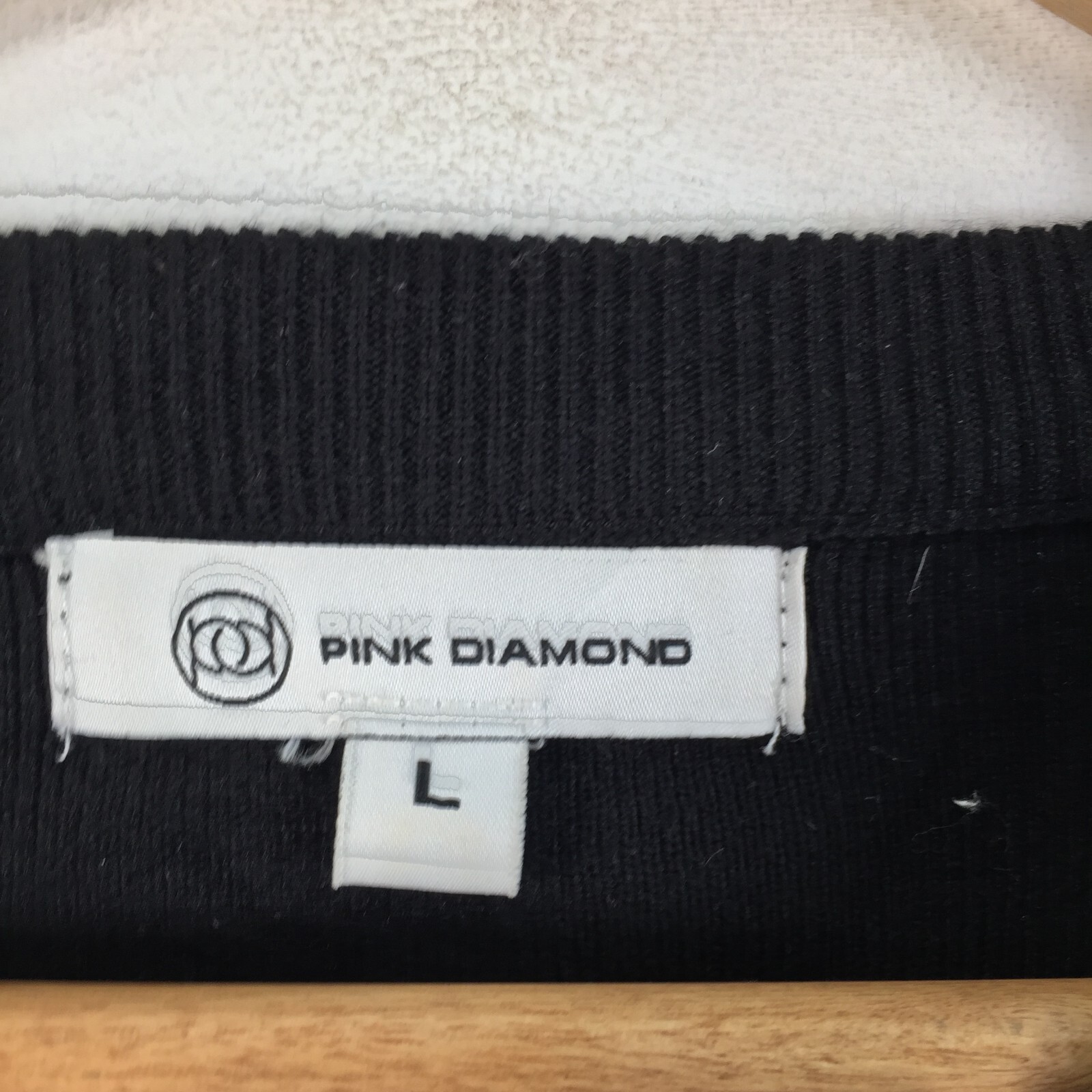 Pink diamond womens knit jumper size L crop black striped long sleeve ...