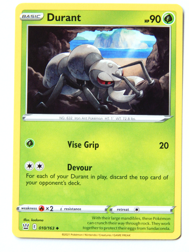 Durant 010/163 (NM, Pokemon Card, Battle Styles, 2021, Grass, Uncommon ...