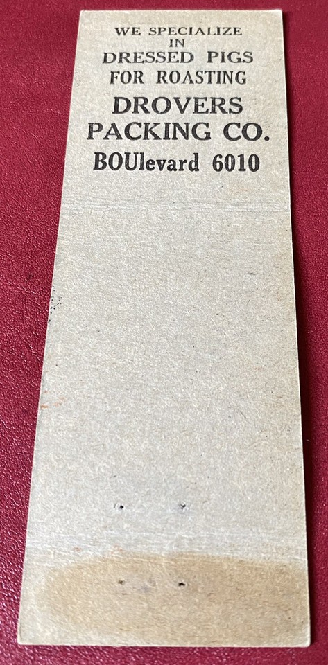 Matchbook Cover Drovers Packing Co. Chicago | eBay