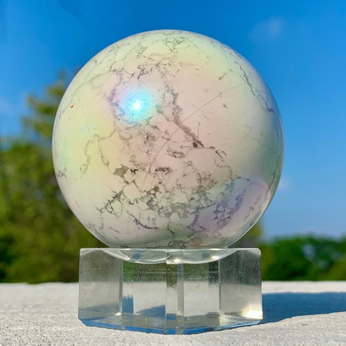 287G Natural Howlite Crystal Quartz Sphere Reiki Healing Coated in ...