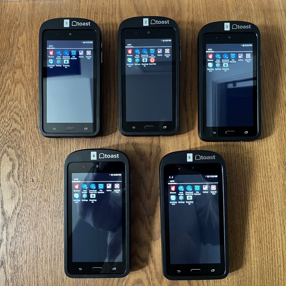 LOT Of 5 Toast Go TG100 POS Tablet Credit Card Terminals with charging ...