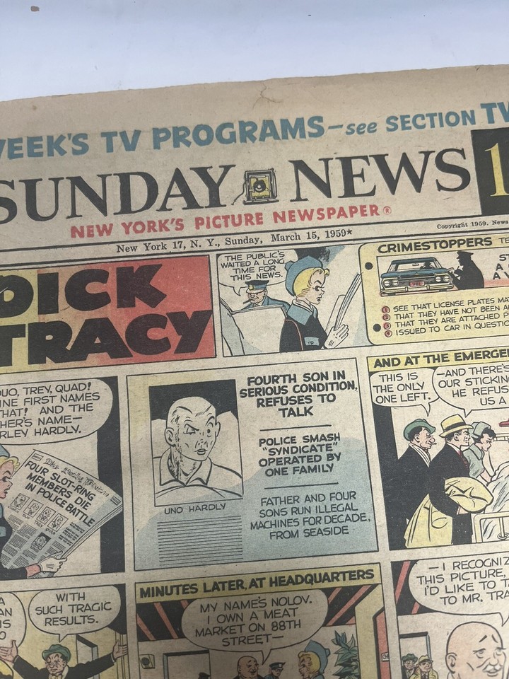 Sunday News Comic Strip Newspaper Insert Dick Tracy March 15 1959 Terry ...