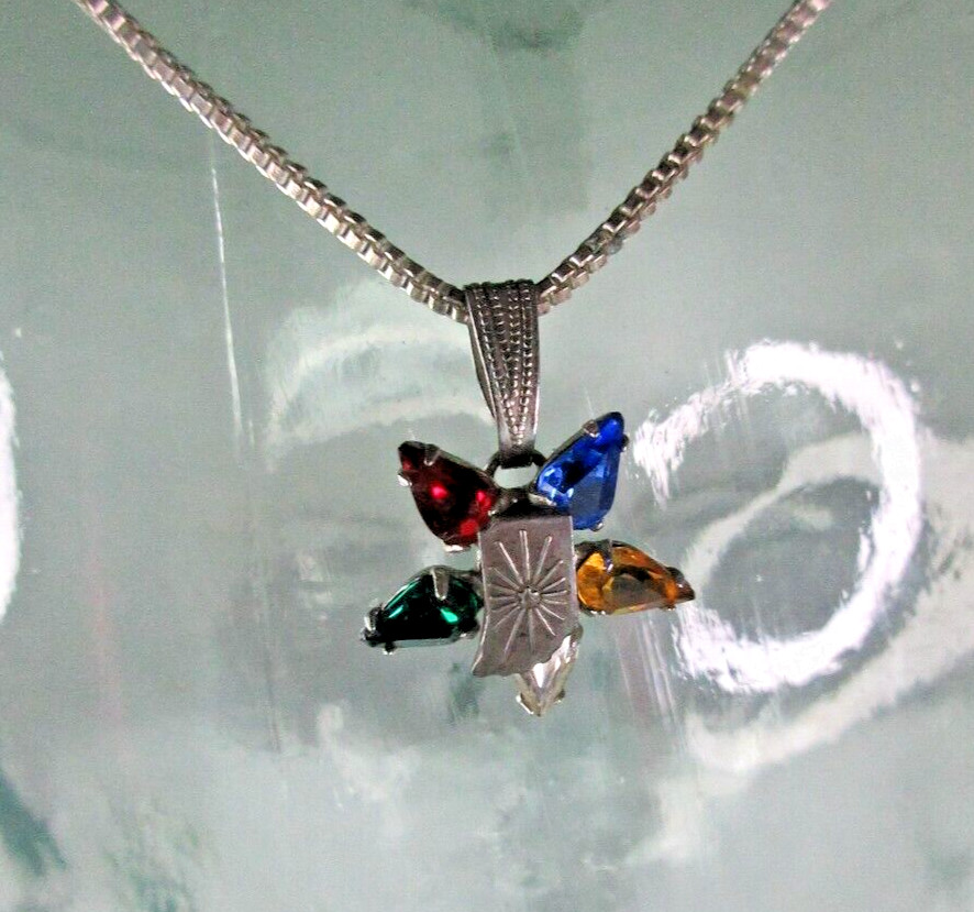 WOMENS Vintage EASTERN STAR MULTI STONE PENDANT W 16"… - Gem
