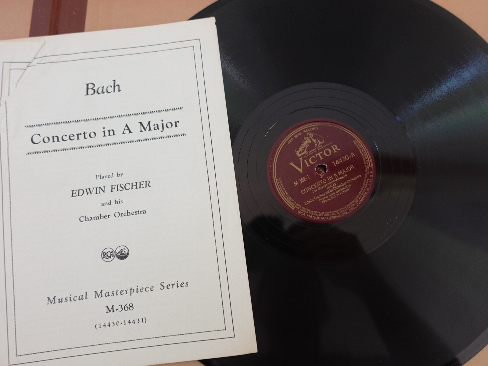 EDWIN FISCHER Bach Concerto No. 4 in A Major VICTOR SET M-368 2x12 ...