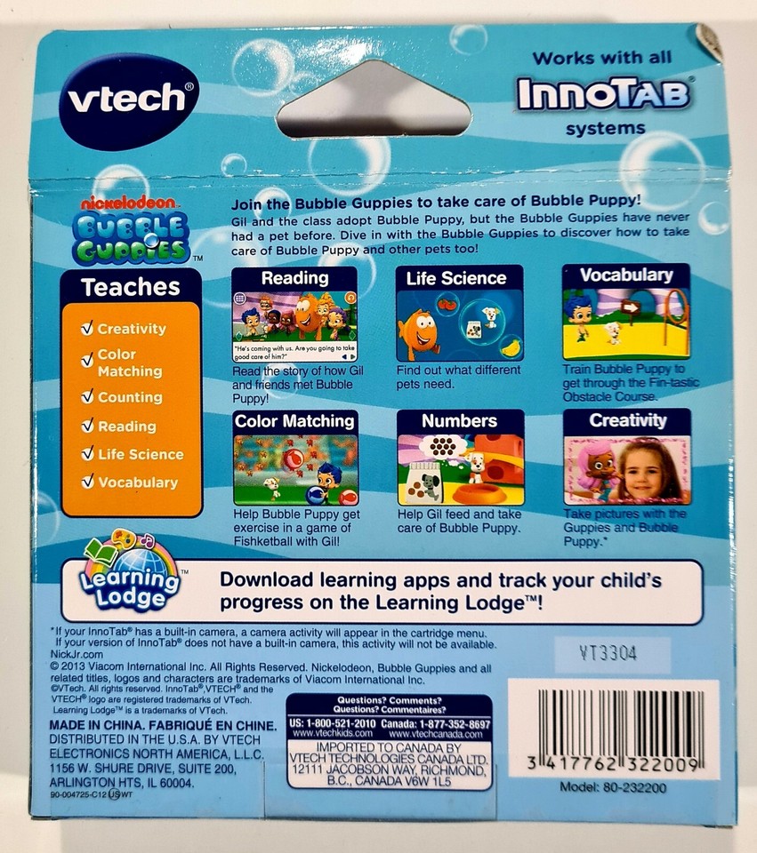 Vtech® Innotab Game Bubble Guppies Pet Care New! Preschool/Reading ...