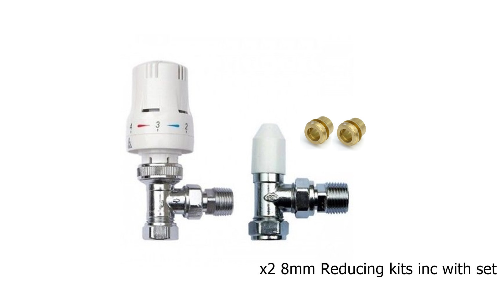 Thermostatic Radiator Valve Set 15mm/10mm/8mm x 1/2" TRV + Lockshield ...