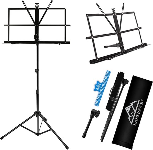 Music Stand Portable Folding Lightweight Metal Sheet Music Holder with ...
