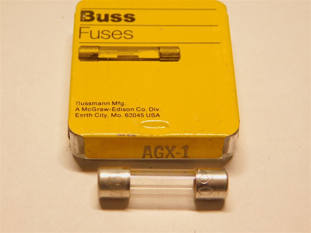 5 Bussmann AGX1 Formally 8AG 1A Fast Acting Glass Cartridge Fuses 1/4 x ...