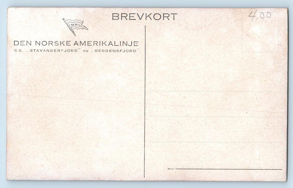 Norway Postcard The Norwegian American Line SS Stavangerfjord c1910 | eBay