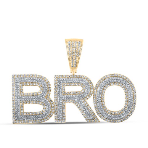 14kt Two-tone Gold Mens Round Diamond BRO Charm Pendant 3 Cttw | eBay