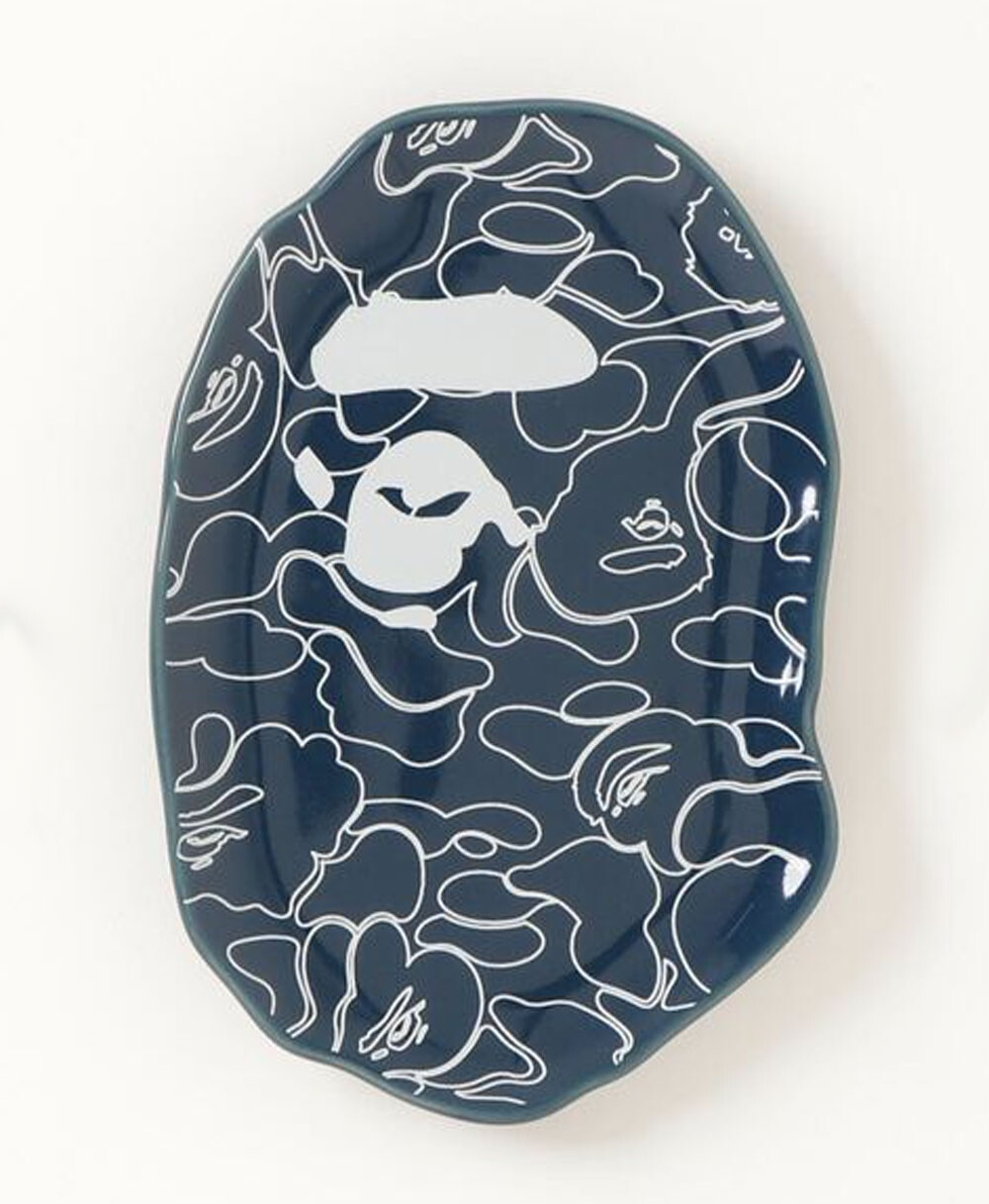 A BATHING APE Goods APE HEAD SMALL PLATE TWO PIECE SET Navy 1J30193001 ...