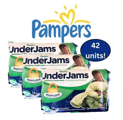 42 total Pampers UnderJams Bedtime Boys Underwear S/M 3 packs 14 Count ...