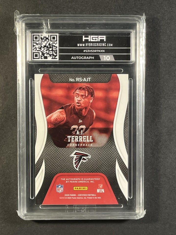 AJ Terrell - 2020 Certified Rookie Signatures Purple- Auto 1/5 HGA 8.5 ...