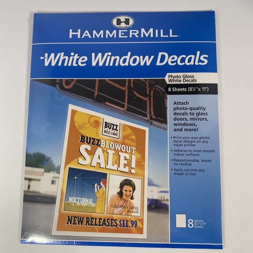 Hammer Mill White Window Decals Photo Gloss 8 Sheets 8.5x 11” Attach ...