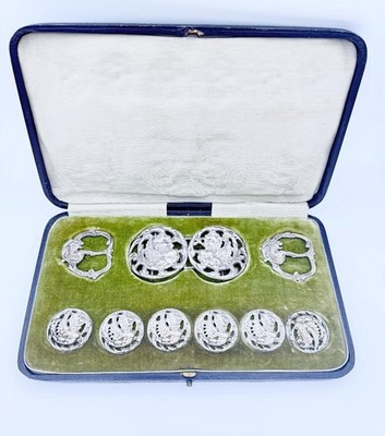 Antique Levi Salaman 1902 English Sterling Buckle & Button Set w ...
