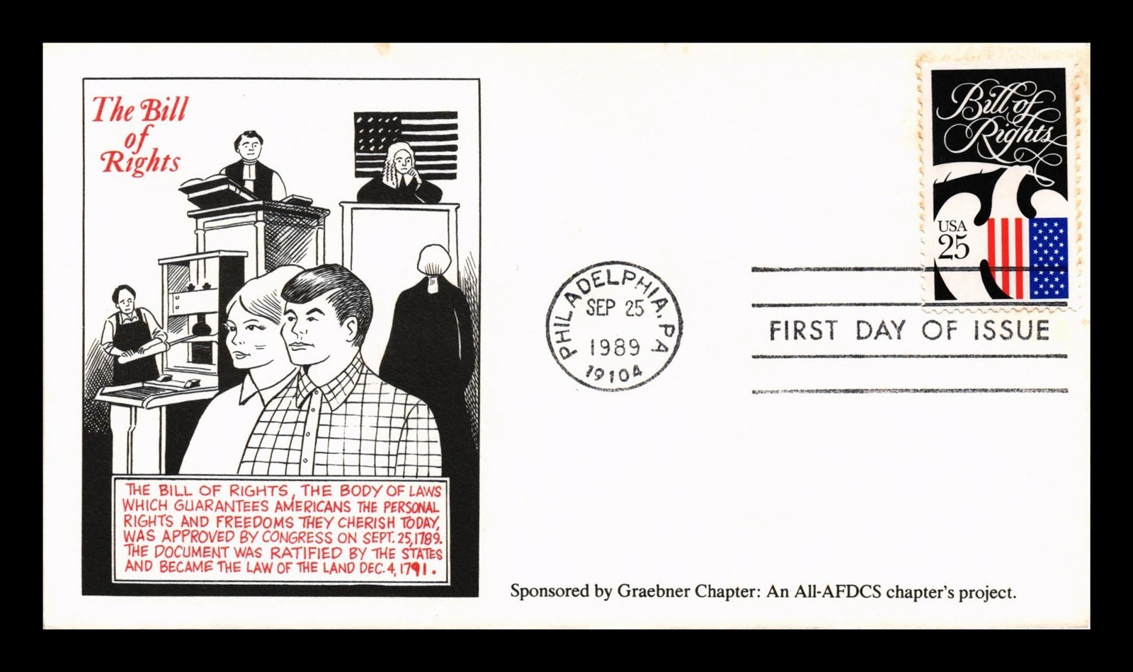 DR JIM STAMPS US COVER BILL OF RIGHTS 200TH ANNIVERSARY FDC GRAEBNER ...