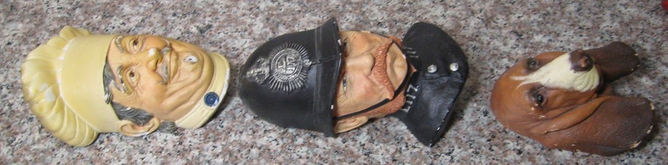 3 MCM Chalkware Bobby Bassett Hound Bosson England Chef Wall Mount ...