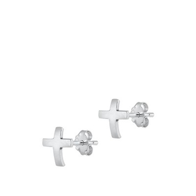 Sterling Silver Cute Simple Cross High Polished Christian Earrings .925 ...