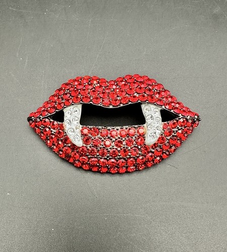 Kirks Folly Rare Pin Brooch Halloween Vampire Dracula Teeth Red Lips ...