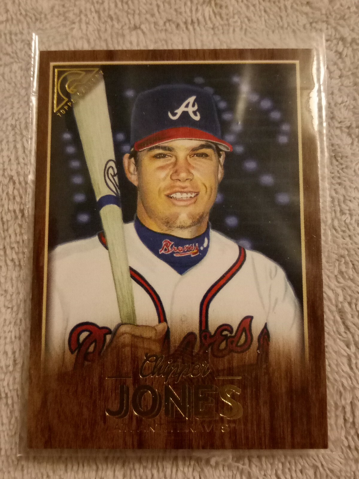 2018 CHIPPER JONES TOPPS GALLERY #94 WOODEN CANVAS SP CARD ATLANTA ...