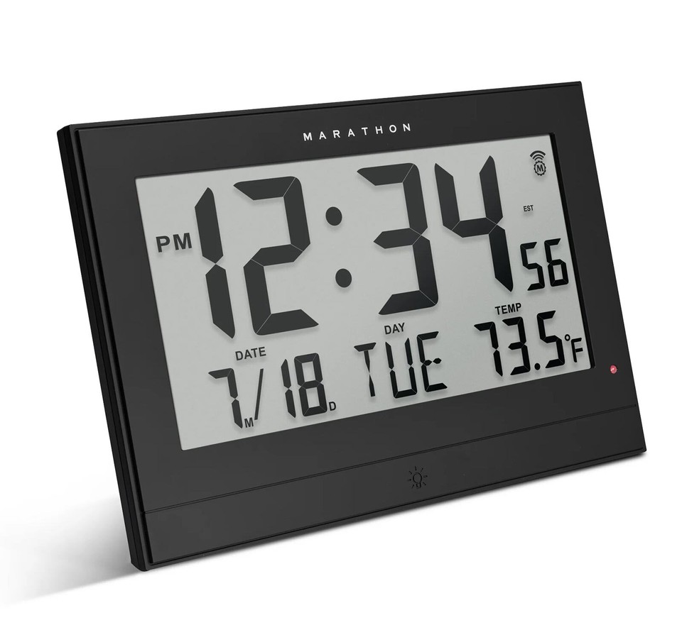 Marathon CL030089BK Black Atomic Clock with Auto Backlight | eBay
