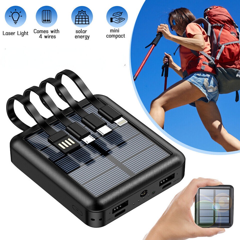 Super Mini Solar Power Bank 4 USB Ports Charger for Phone Battery Pack ...