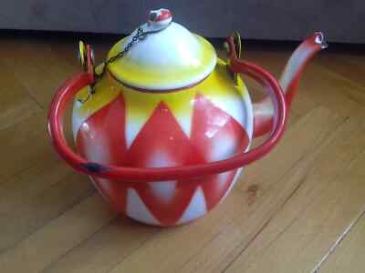 Emo Celje Vintage Enamel Colorful Tea pot Yugoslavia 70's-disteress | eBay